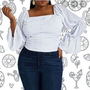Ashley Stewart | Tops | Ashley Stewart White Gather Front Blouse 3x Nwt ...